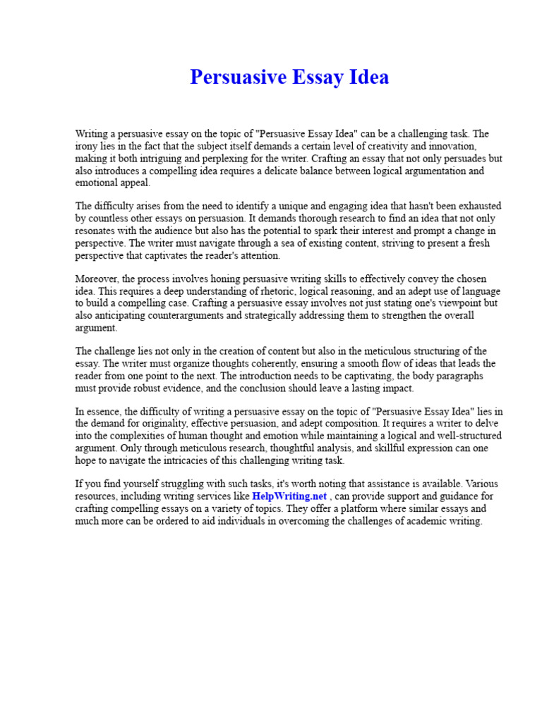 Persuasive Essay Idea | Download Free PDF | Essays | Persuasion