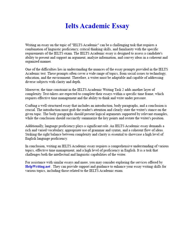 Ielts Academic Essay | PDF | Essays | International English Language ...