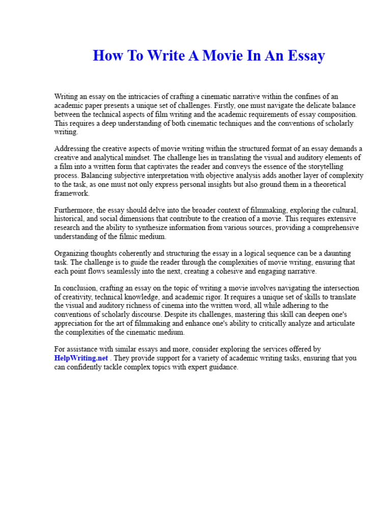 How To Write A Movie in An Essay | PDF | Essays | Narrative