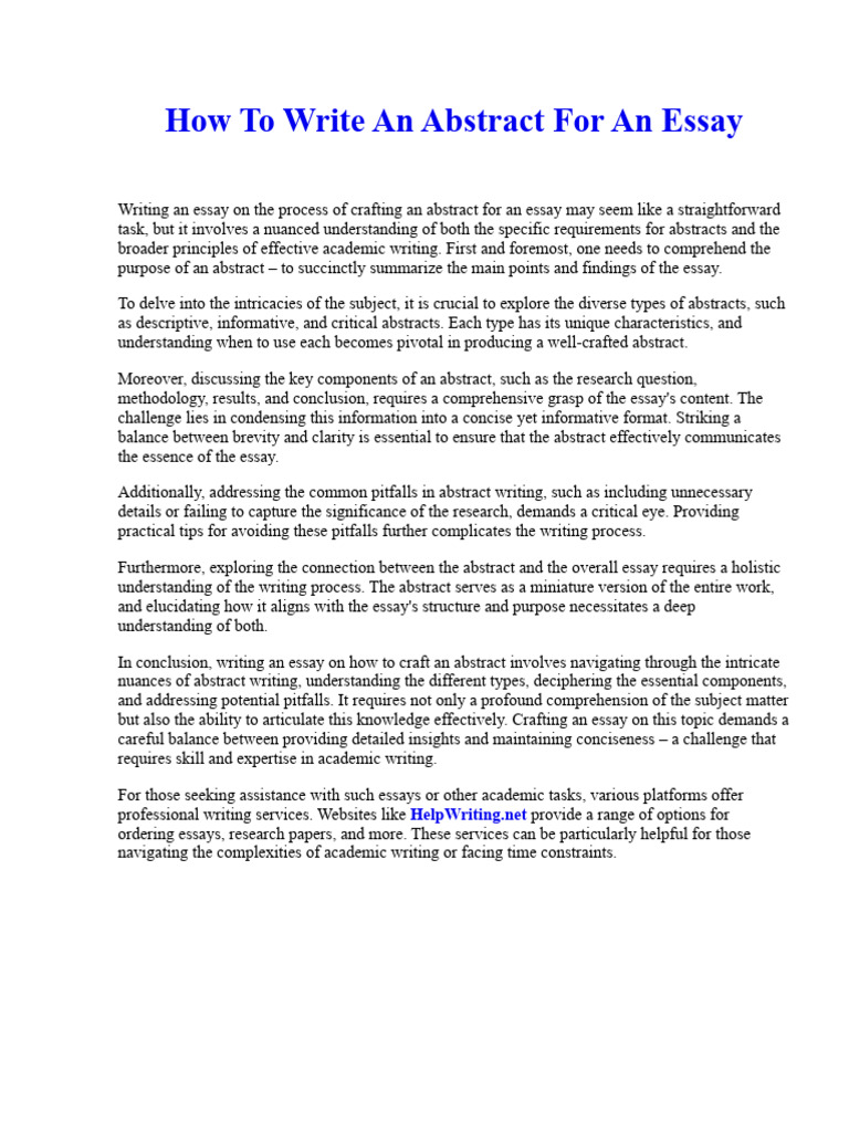 How To Write An Abstract For An Essay | PDF | Essays | Abstract (Summary)