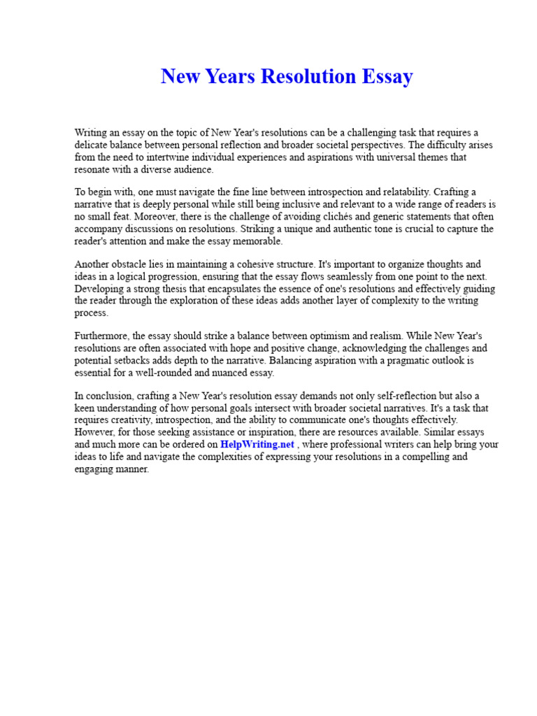 New Years Resolution Essay | PDF | Essays | Narrative