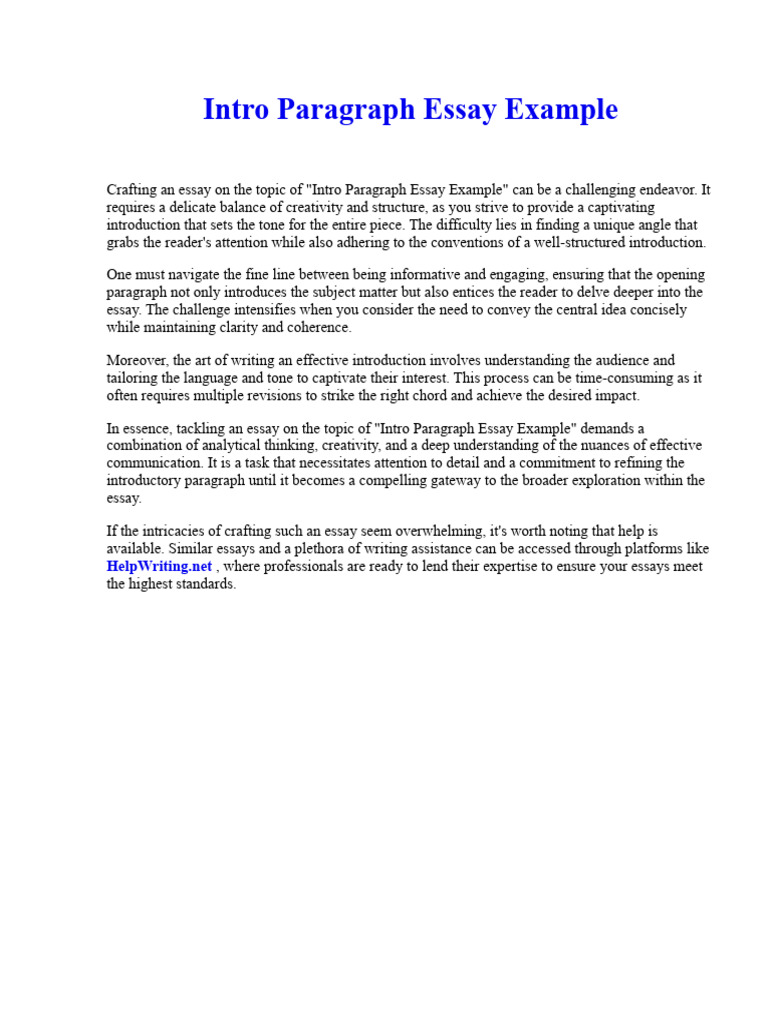 Intro Paragraph Essay Example | PDF | Essays | Creativity