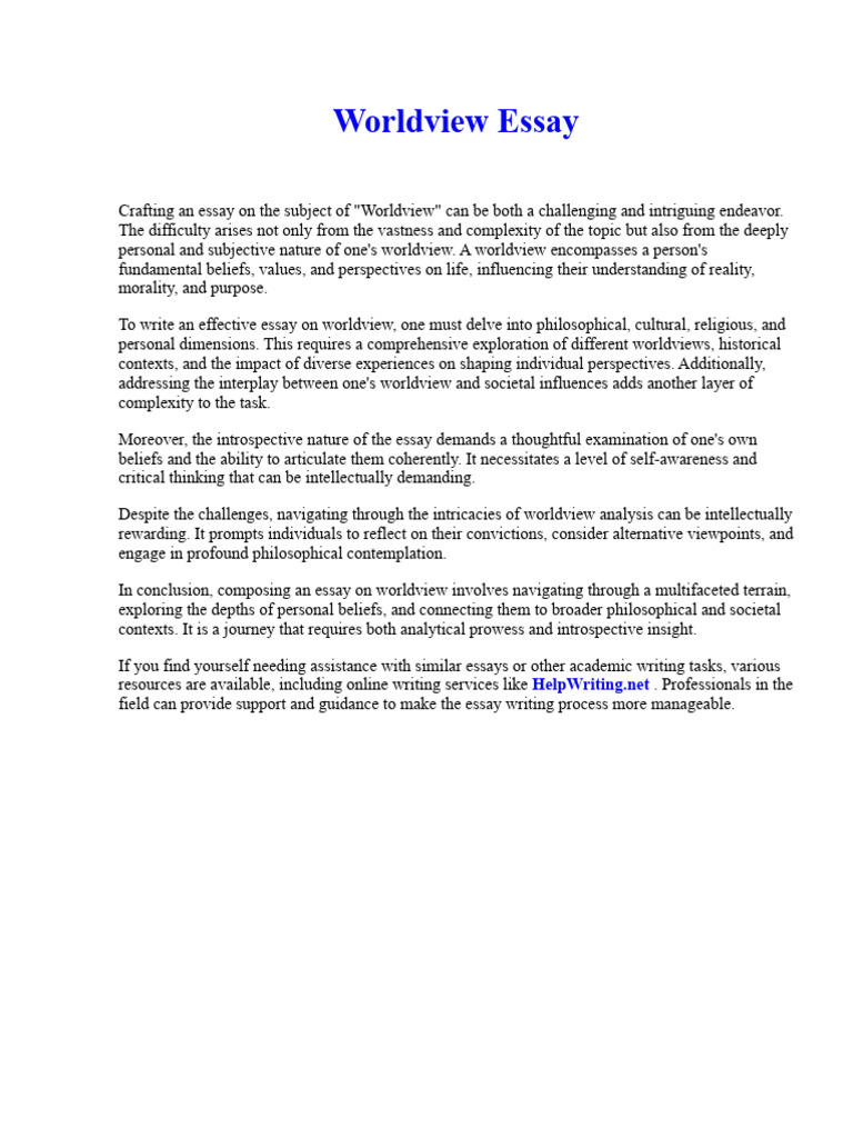 Worldview Essay | PDF | Essays | Critical Thinking