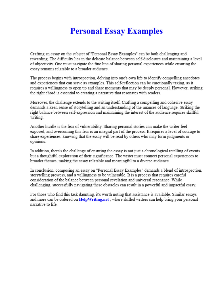 Personal Essay Examples | PDF | Essays | Experience