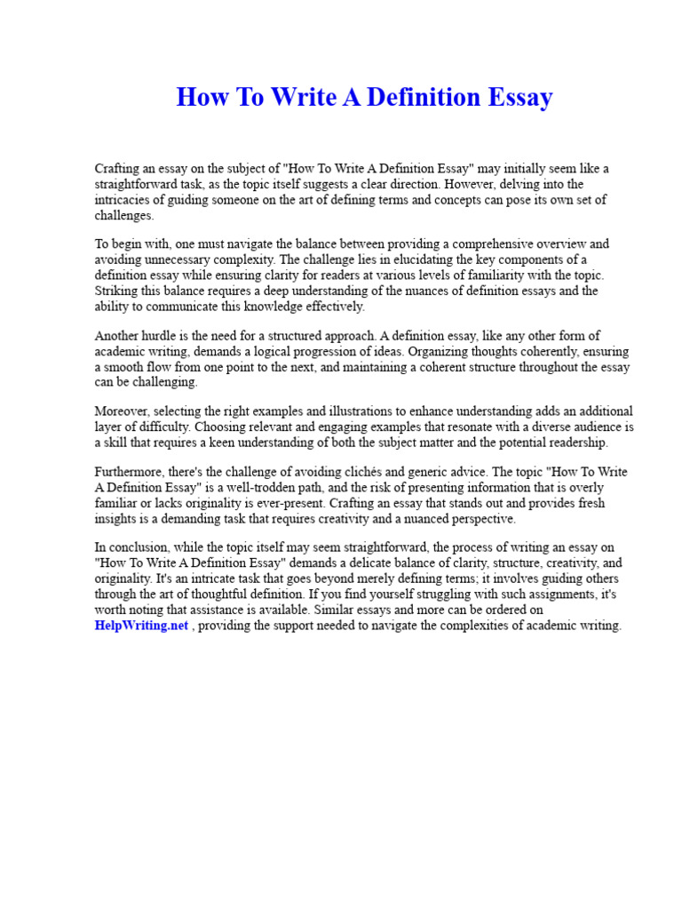 How to Write a Definition Essay | PDF | Essays | Understanding