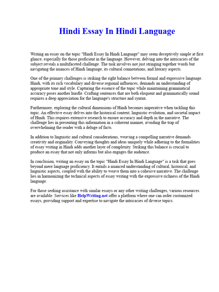 Hindi Essay in Hindi Language | PDF | Essays | Linguistics