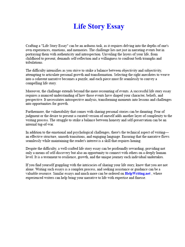 Life Story Essay | PDF | Narrative | Essays