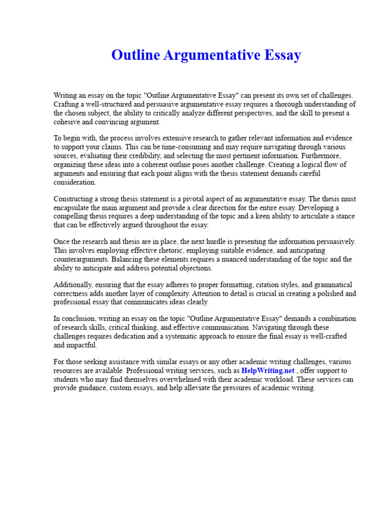 Outline Argumentative Essay | PDF | Essays | Rhetoric