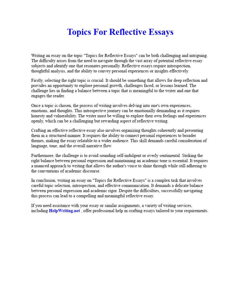 Reflective Essay Writing Guide | PDF | Essays | Experience