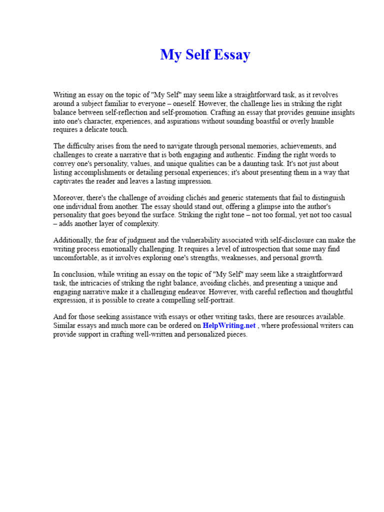 My Self Essay | PDF | Essays | Self