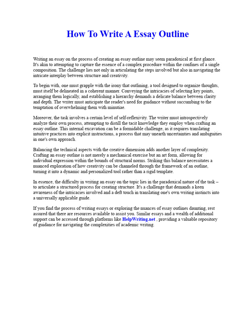 How To Write A Essay Outline | PDF | Essays | Creativity