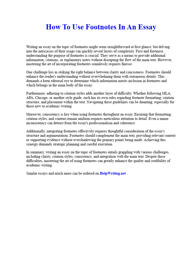 How To Use Footnotes in An Essay | Download Free PDF | Citation | Note ...
