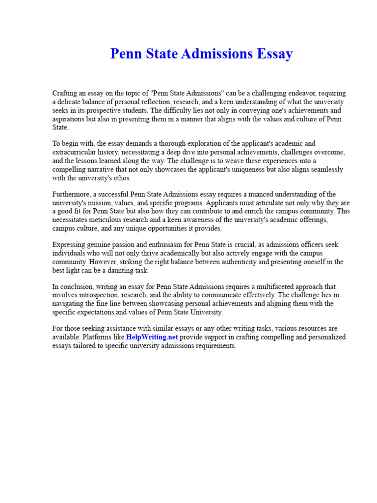 Penn State Admissions Essay | PDF | Essays | Learning