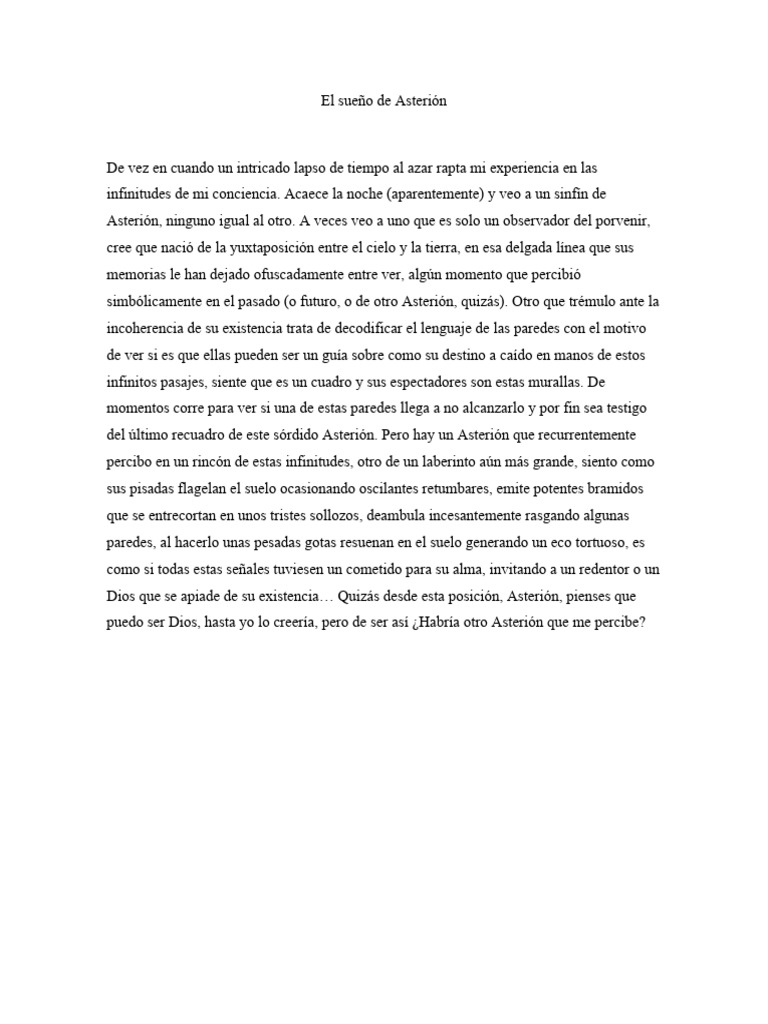 El Sueño de Asterión | PDF