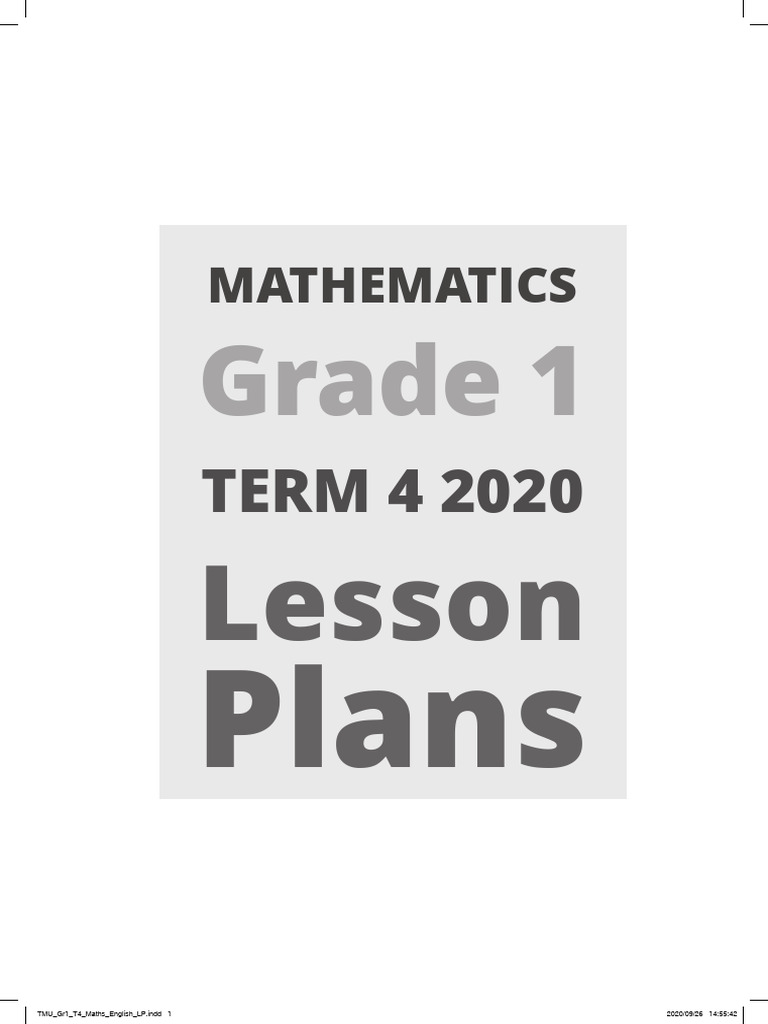 Grade 1 Term 4 Maths Lesson Plans | PDF | Lesson Plan | Learning