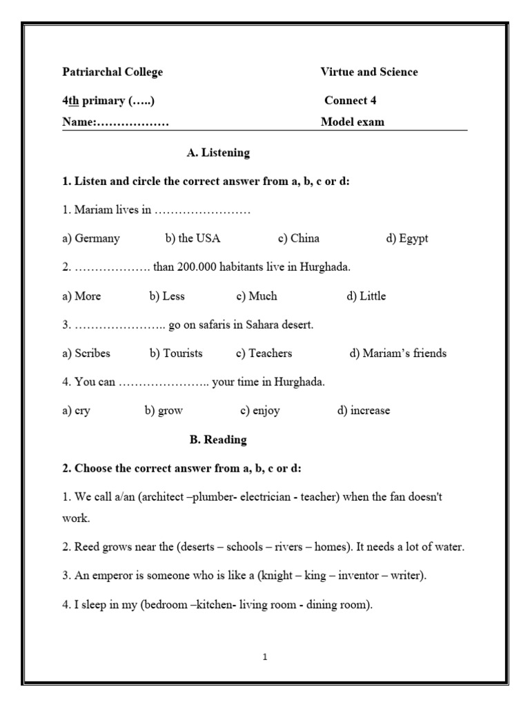 Connect - Mid Year - Model Exam | PDF