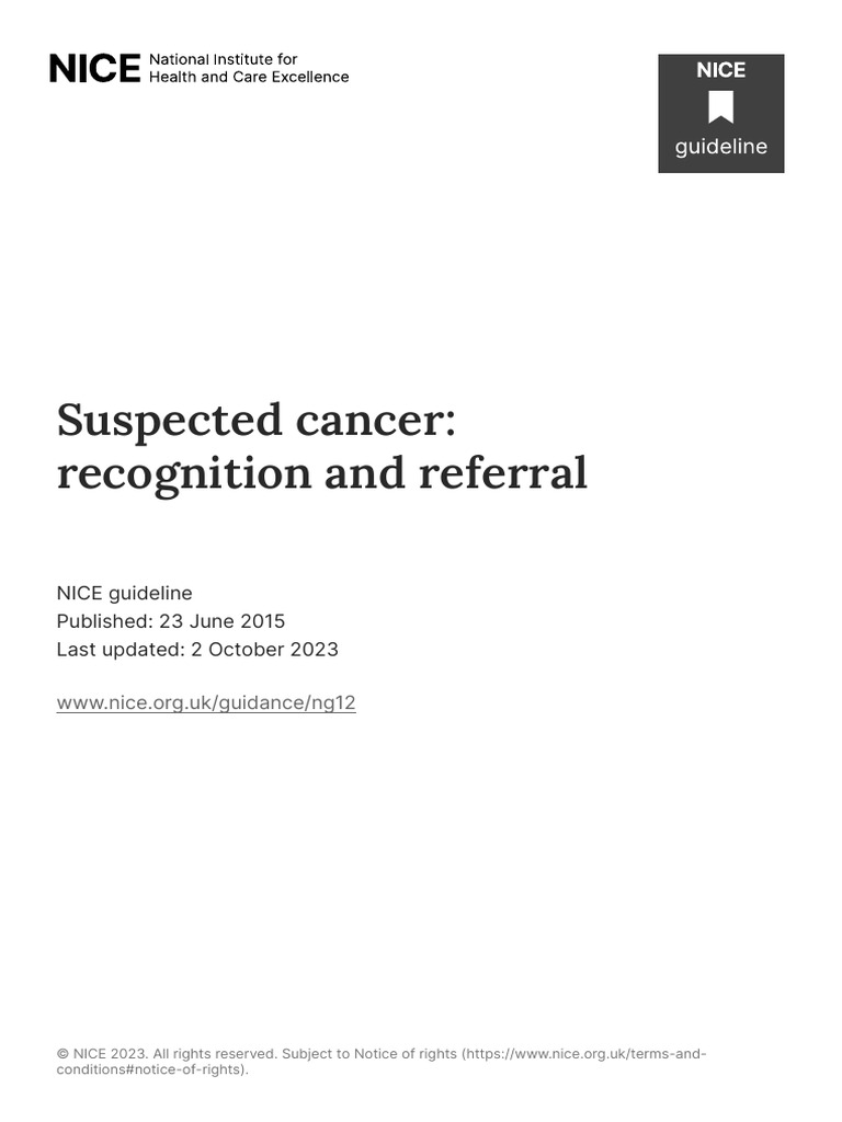 Suspected Cancer Recognition and Referral PDF 1837268071621 | PDF ...