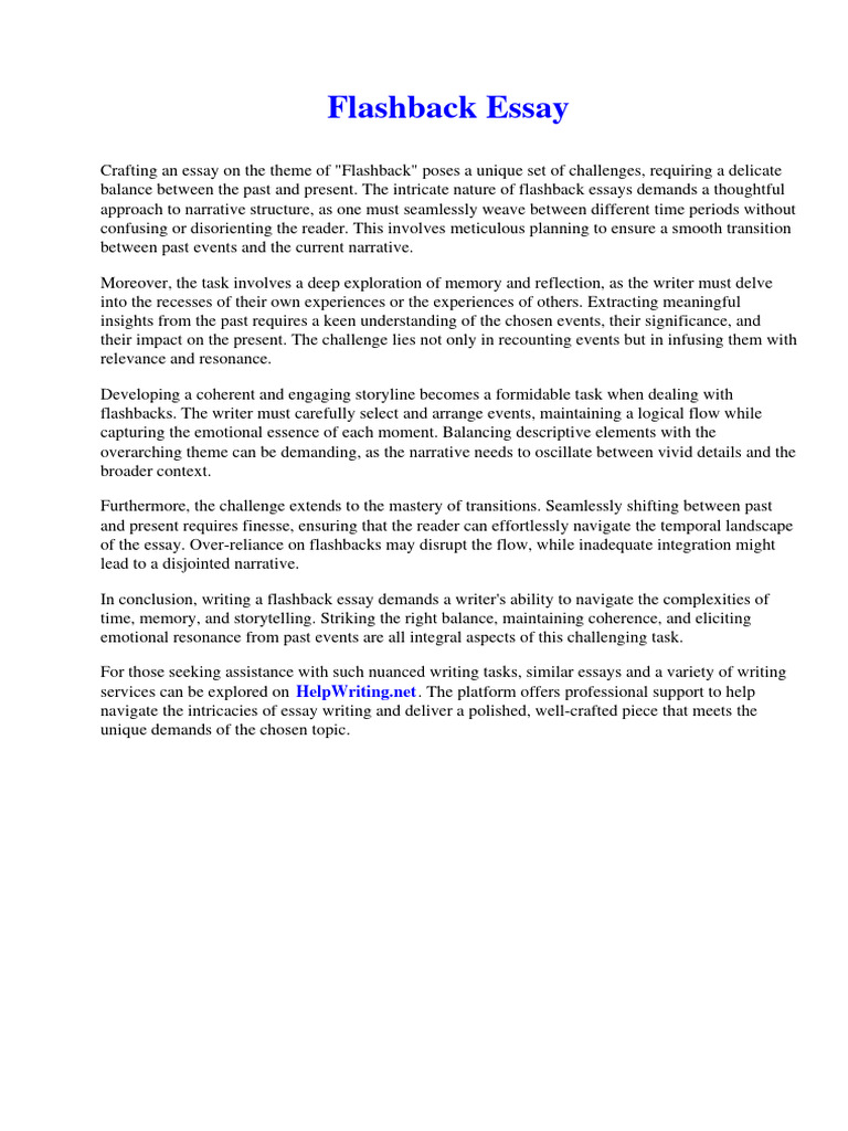 Flashback Essay | PDF | Narrative | Essays