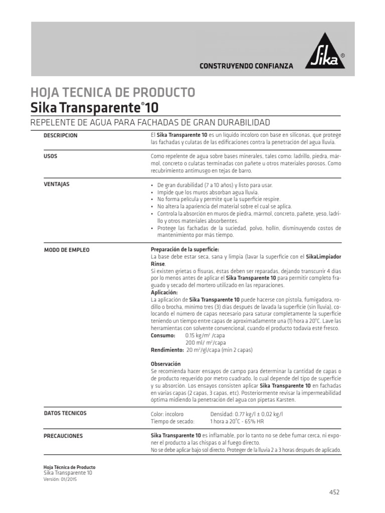 SIKA - TRANSPARENTE 10 - Impermeabilización Fachadas | Descargar gratis ...