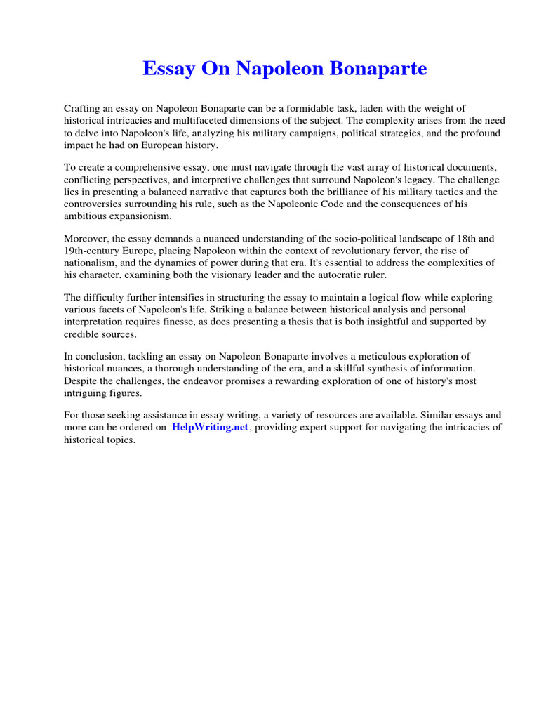 Essay on Napoleon Bonaparte | PDF | Essays | Napoleon