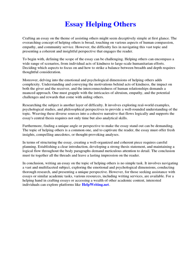 Essay Helping Others | PDF | Essays | Empathy