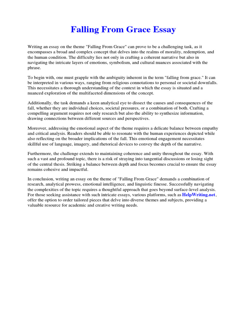 Falling From Grace Essay | PDF | Essays | Narrative