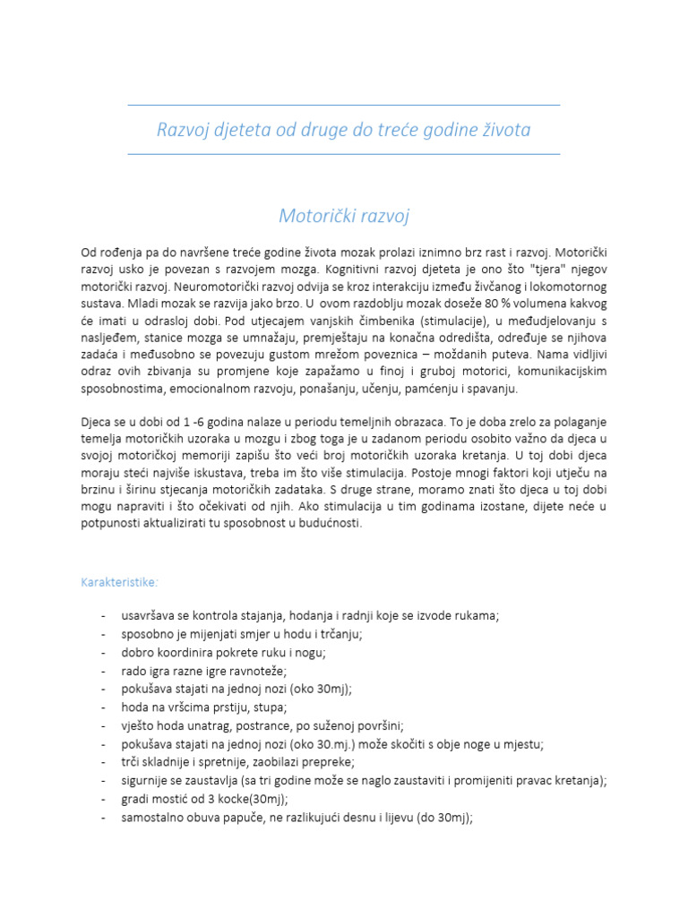 Razvoj Djeteta Od 2 Do 3 Godine | PDF