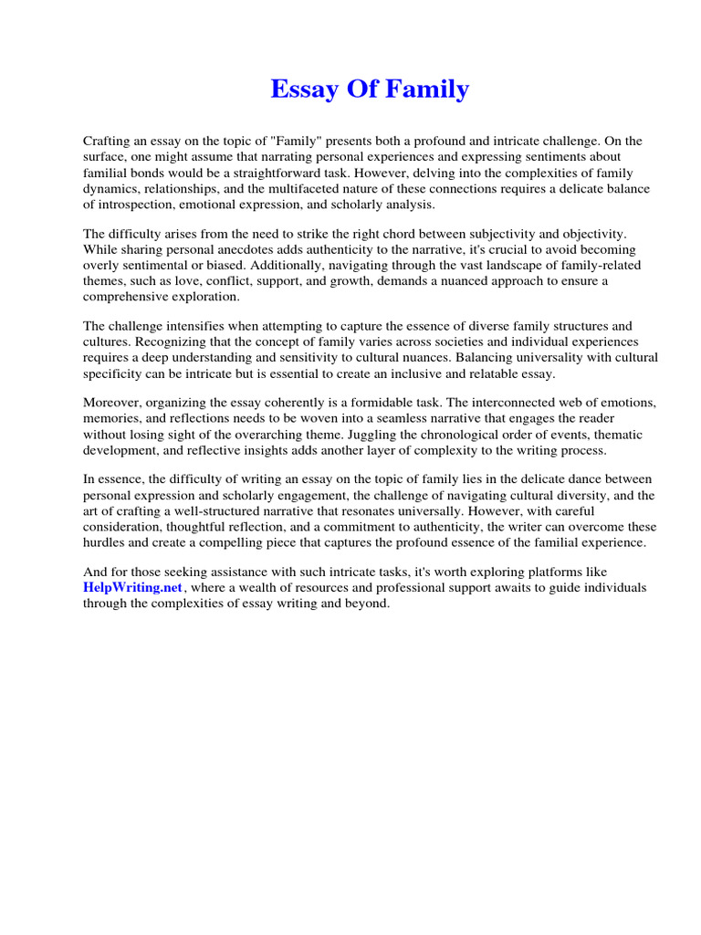 Essay of Family | PDF | Essays | Narrative