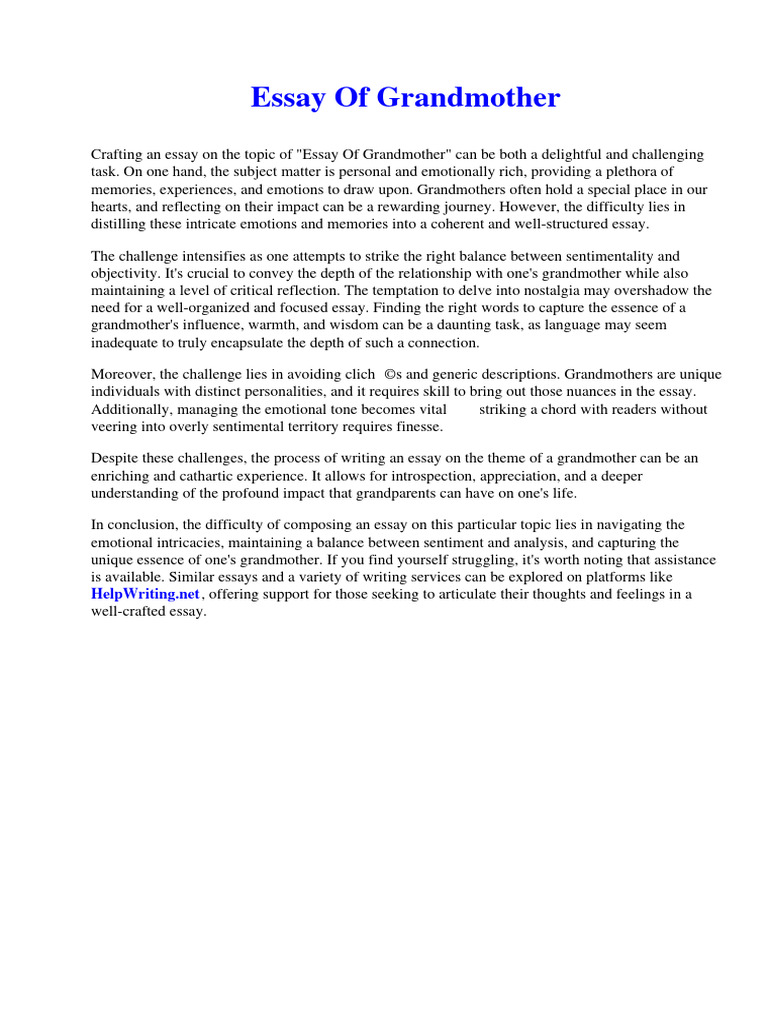 Essay of Grandmother | PDF | Essays | Experience