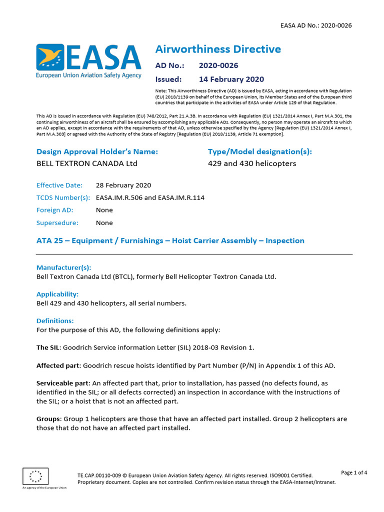 Easa Ad 2020 0026 | PDF