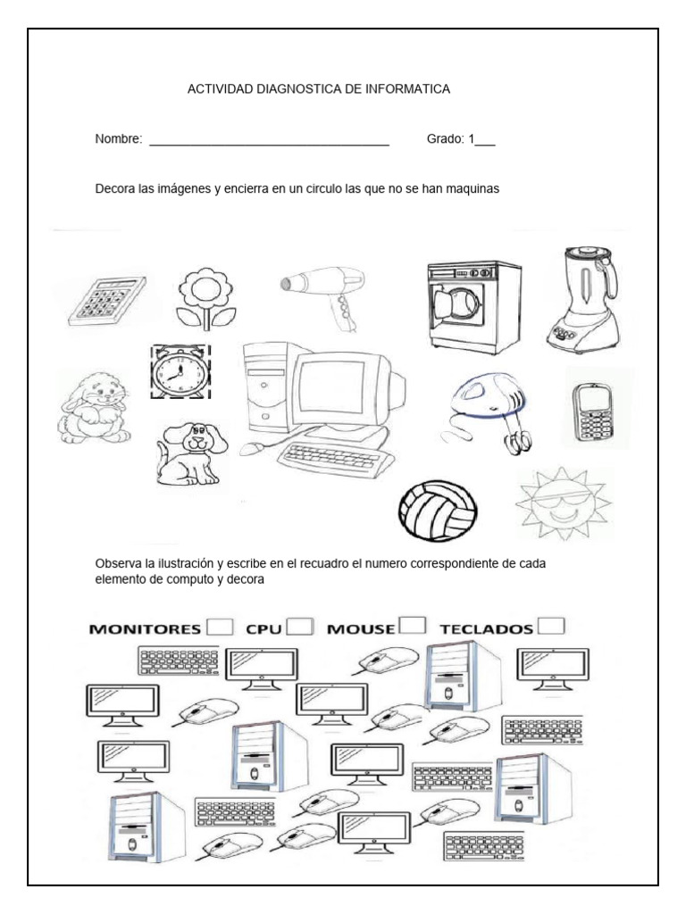 Actividad Diagnostica de Informatica Primaria | PDF | Hardware de la computadora | Informática