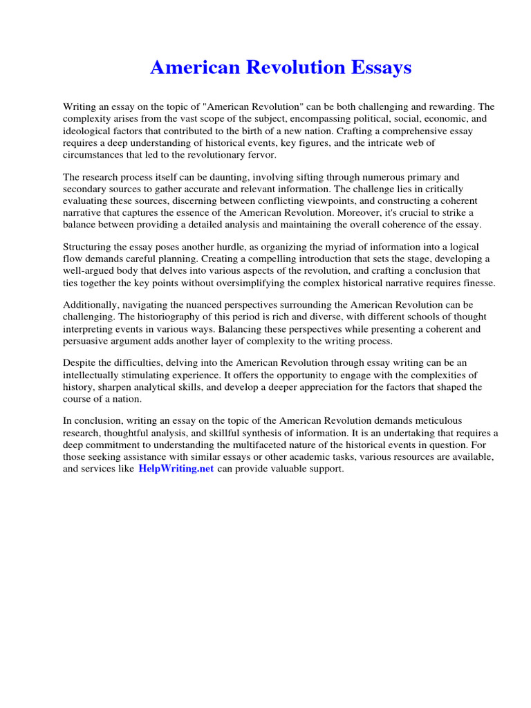 American Revolution Essays | PDF | Essays | Narrative