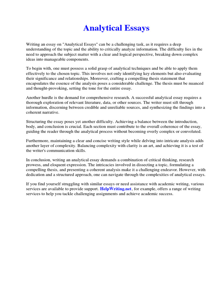 Analytical Essays | PDF | Essays | Critical Thinking