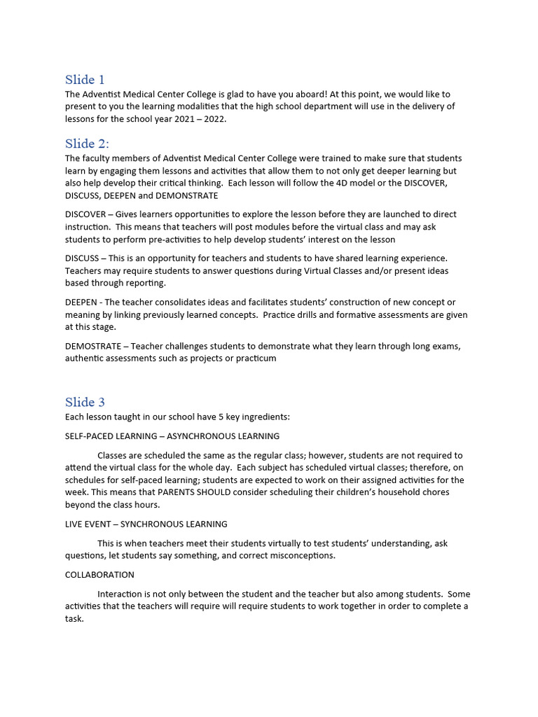 Orientation Script 2021 | PDF | Teachers | Learning