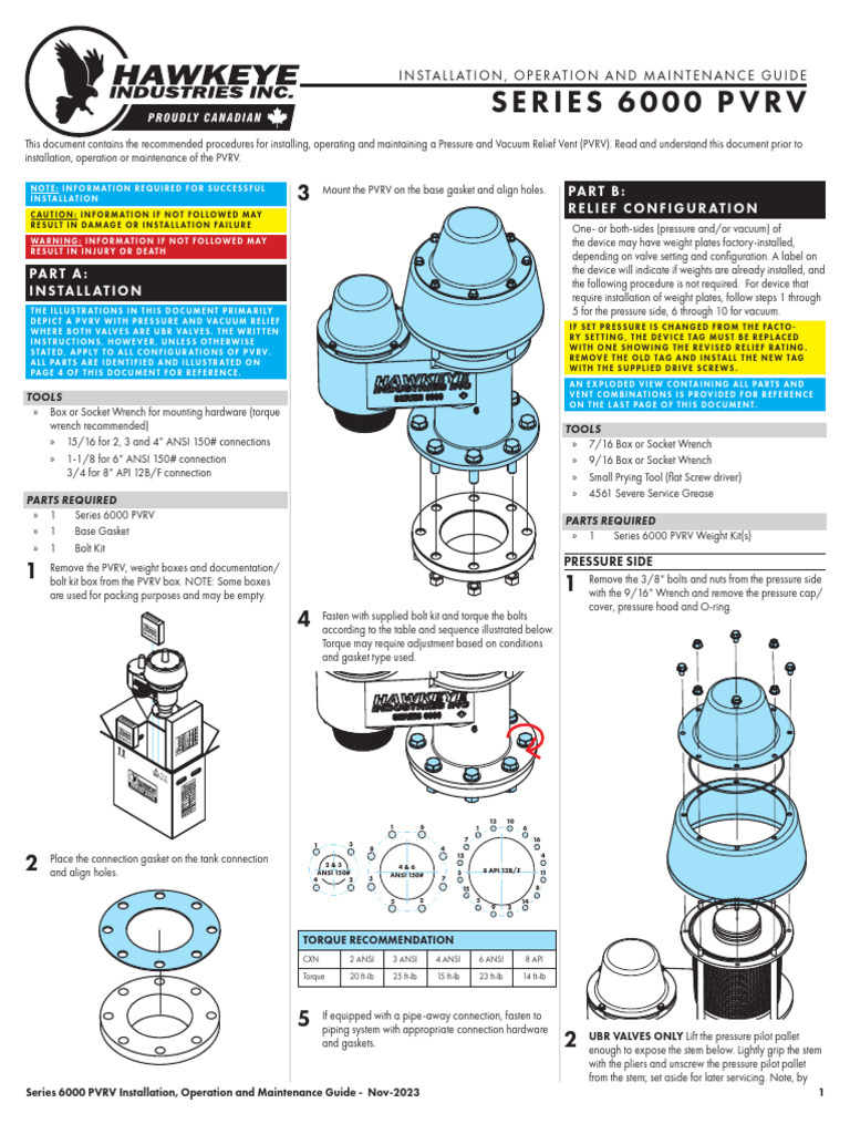 Iom Series 6000 PVRV | PDF | Screw | Valve