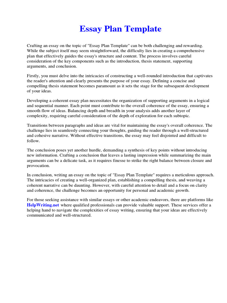 Essay Plan Template | PDF | Essays | Narrative