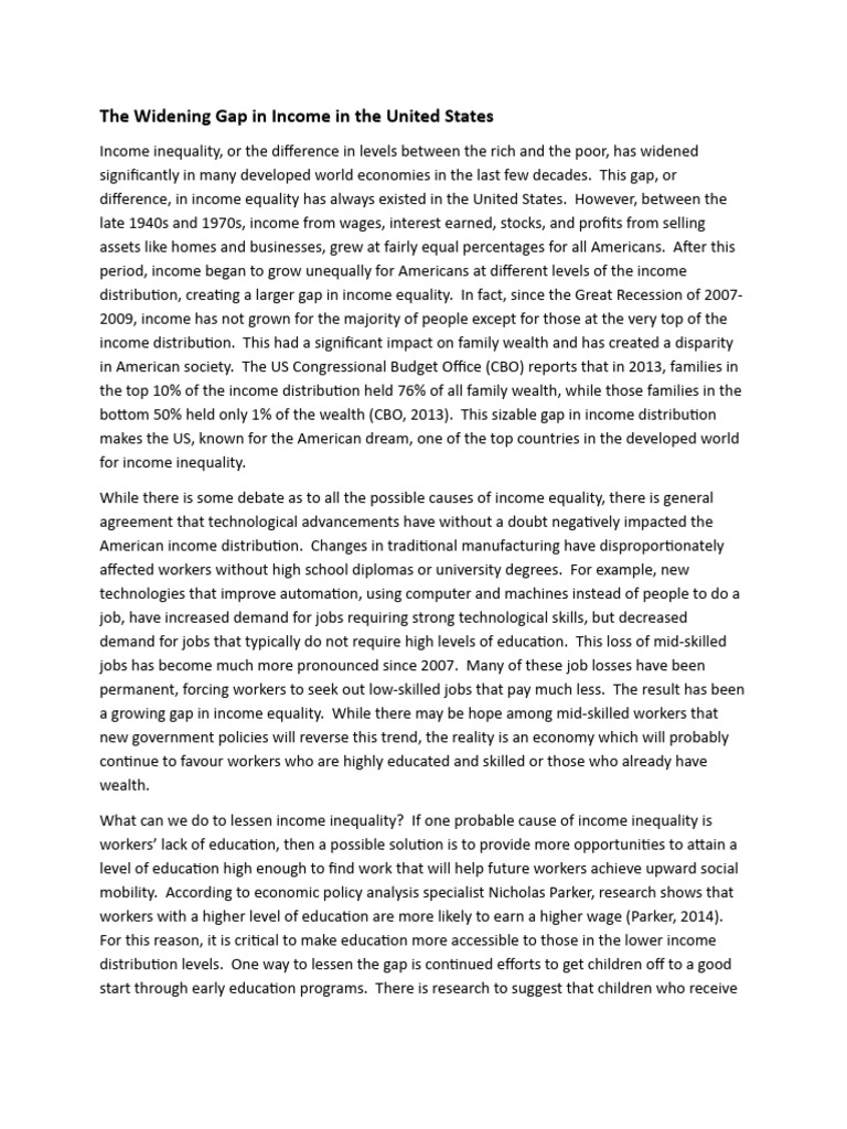 Reading #2 - The Widening Gap in Income in The United States | PDF ...