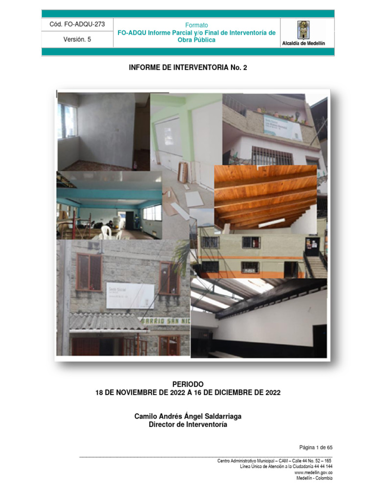 Informe de Interventoría 02 Contrato de Obra 4600095408 de 2022 | PDF ...