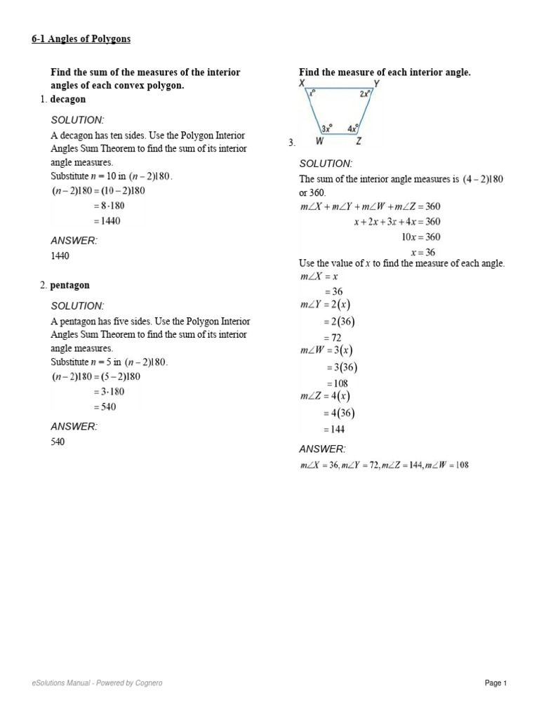 6 1 Angles of Polygons | PDF | Triangle | Polygon