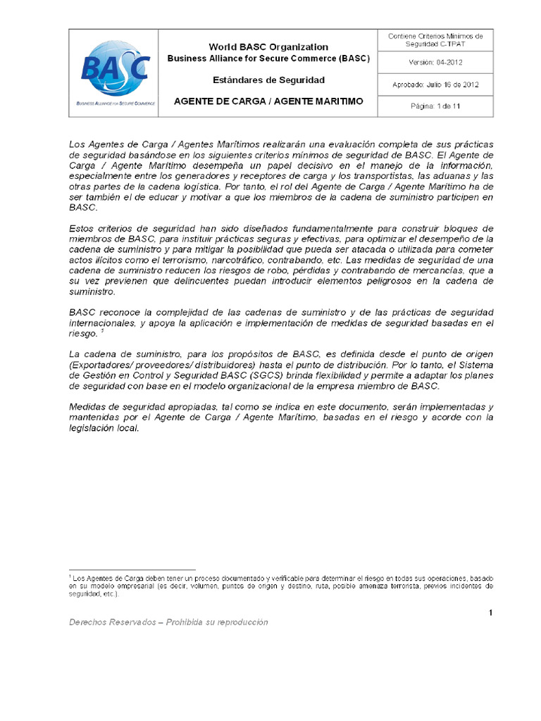 Estandares-BASC-V4-2012 Maritimo | PDF