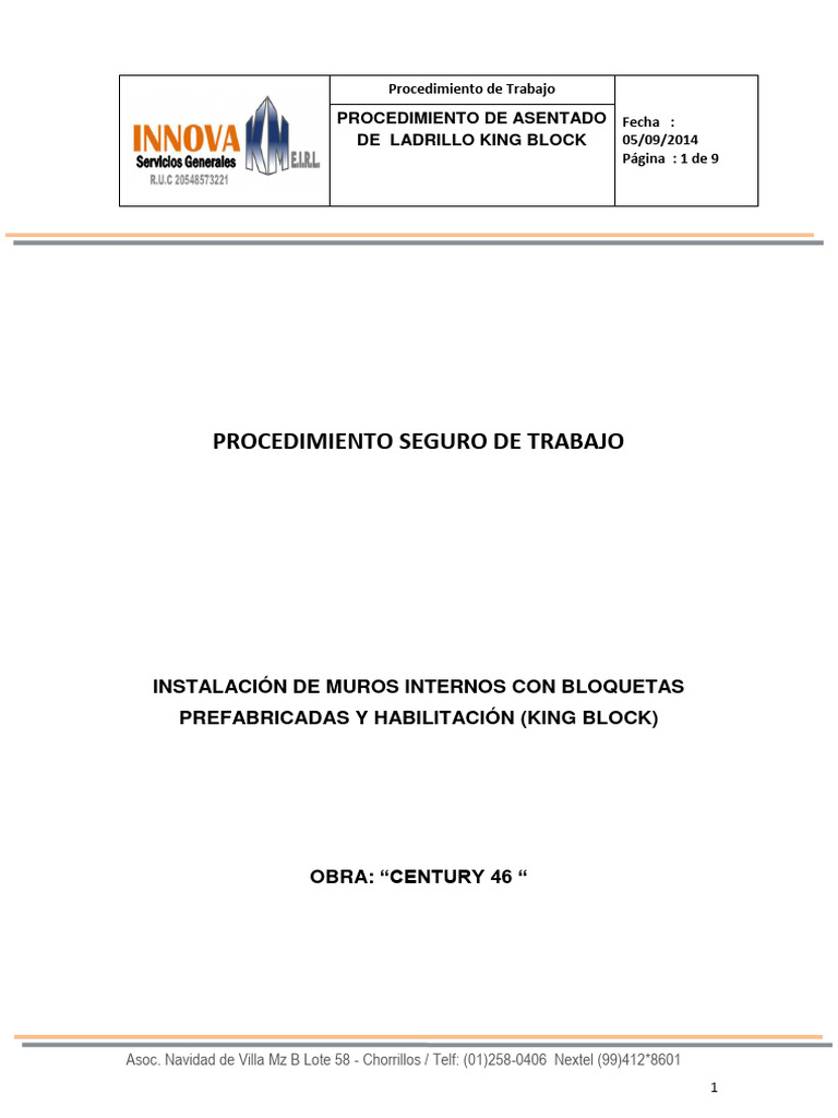 Procedimiento de Instalacion de Ladrillo Blanco | PDF | Hormigón ...