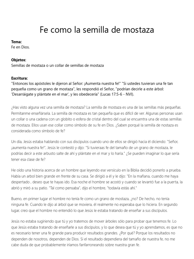 051 Fe Como La Semilla de Mostaza | PDF | Jesús