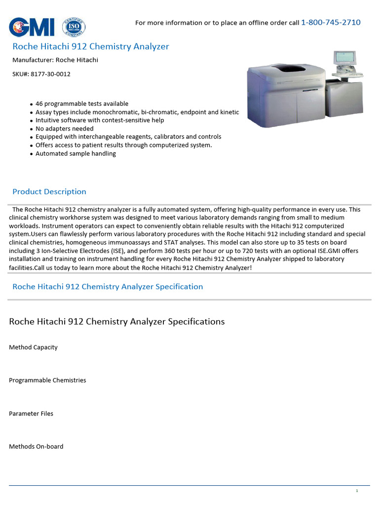 Roche Hitachi 912 Chemistry Analyzer | PDF | Laboratories | Information ...