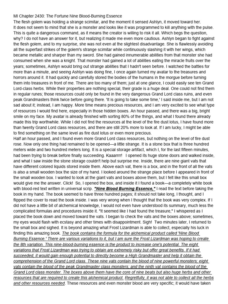 MI The Fortune Nine Blood-Burning Essence | PDF