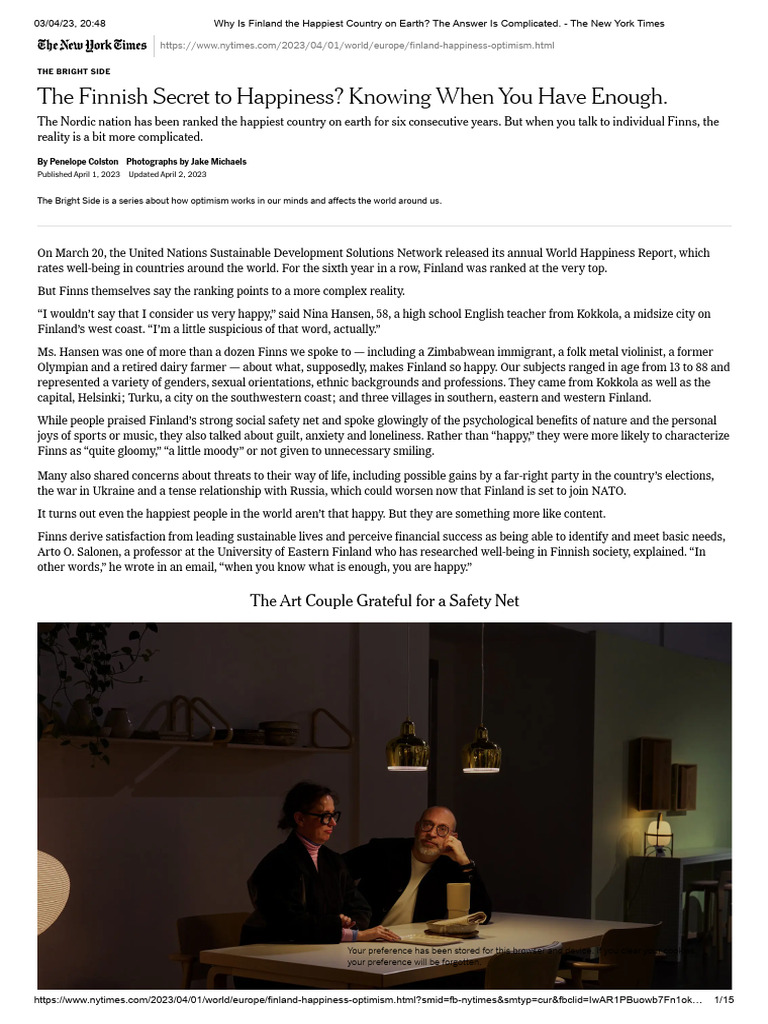 Finland's Complex Happiness | PDF | Finland | Happiness