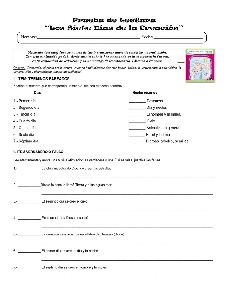 Los Siete Dias de La Creacion Prueba | PDF