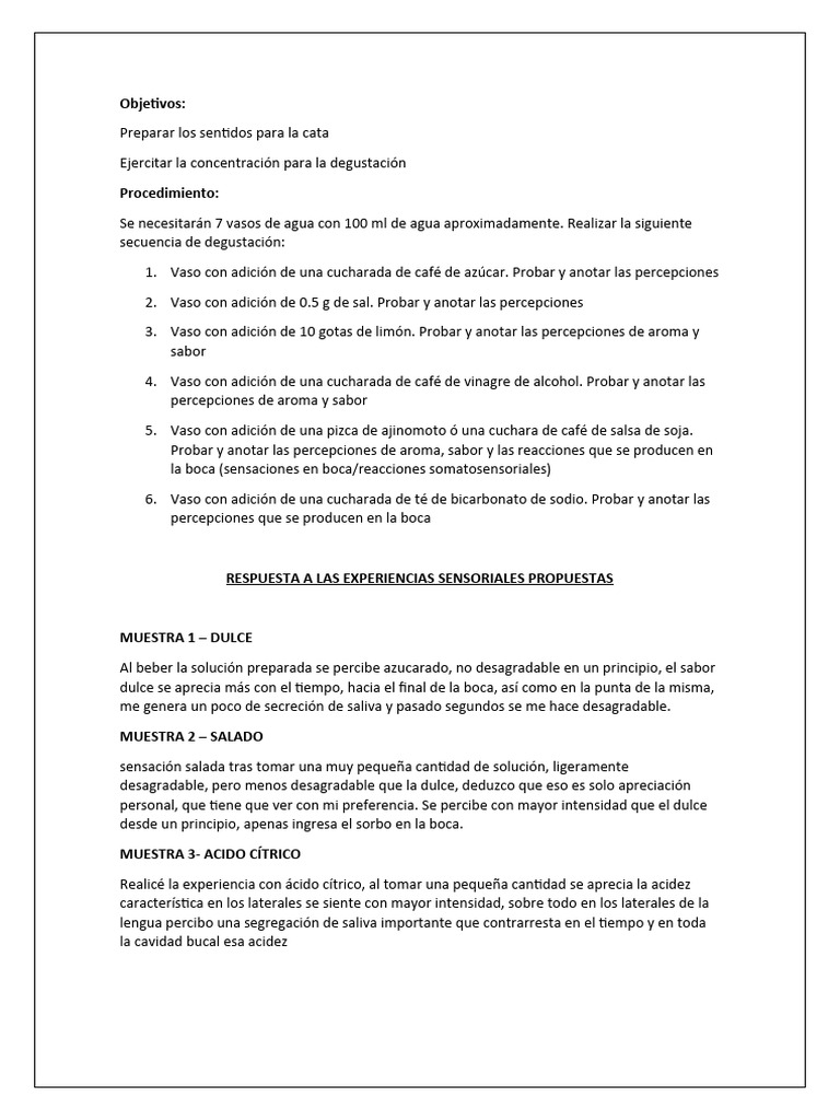 Sensorial 1 BJCP Descriptores Basicos | PDF | Gusto | Umami