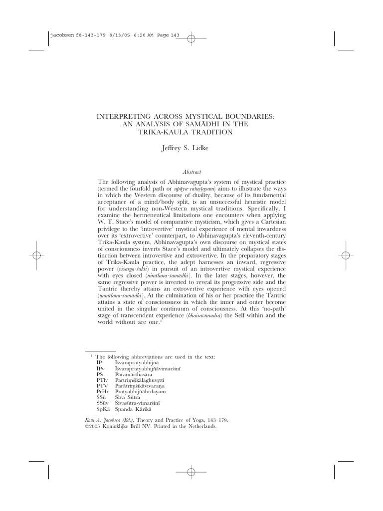 Analysis of Samadhi in Trika-Kaula Tradition Interpreting - Across ...