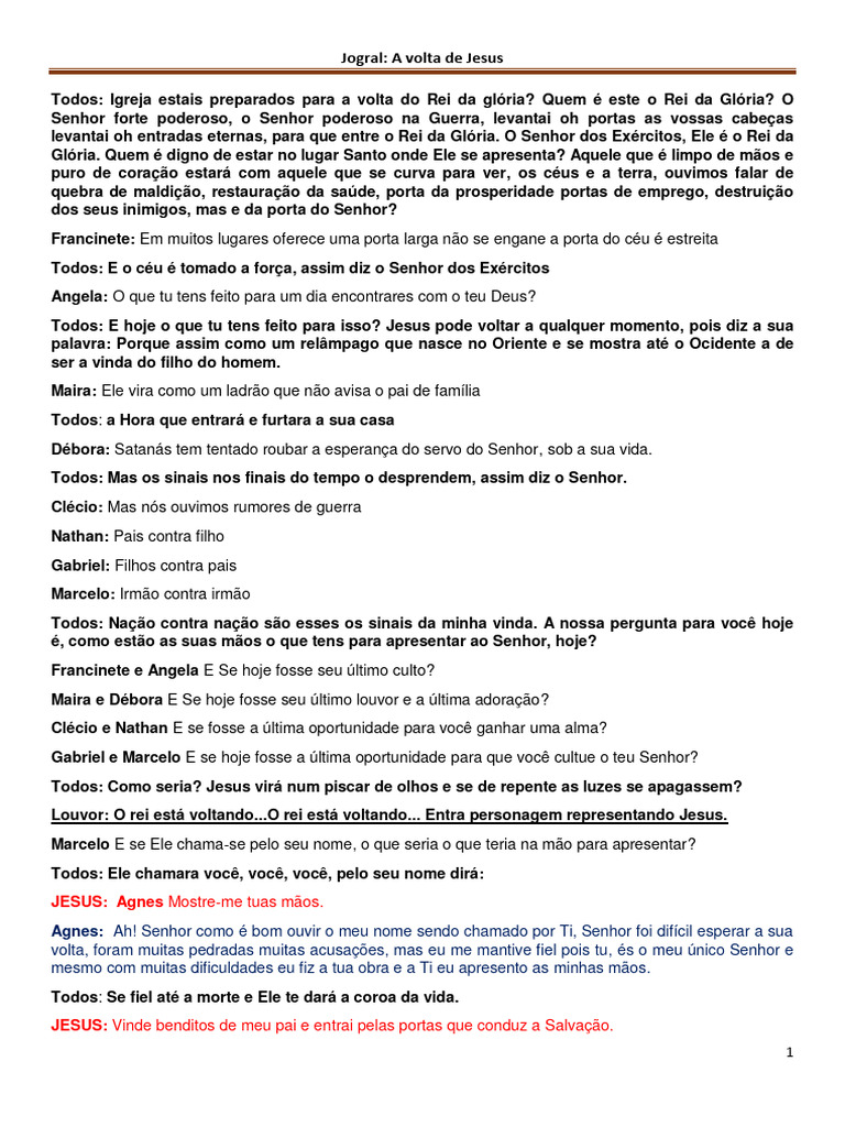 Jogral A Volta de Jesus | PDF | Jesus | Céu