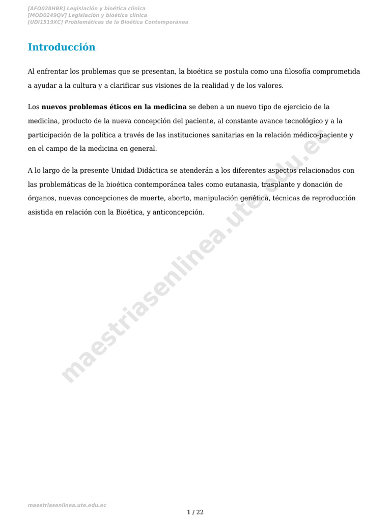 Problemáticas de La Bioética Contemporánea | PDF | Fertilización en ...